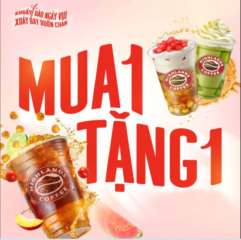 Tặng Voucher Highland Coffee. Mã giảm giá Highland mua 1 tặng 1